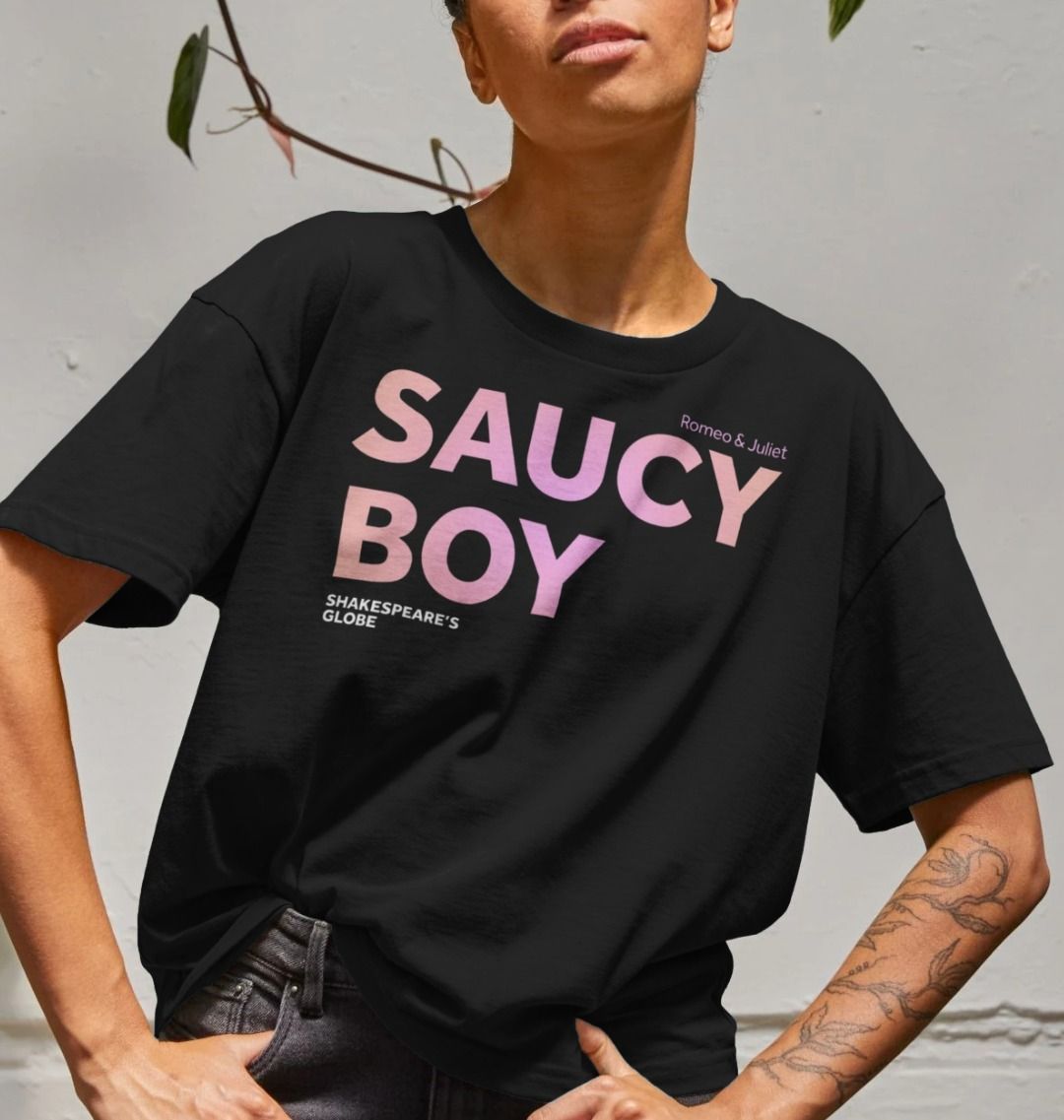 Romeo & Juliet Organic Boxy Women's T-shirt (Saucy Boy) – Shakespeare's ...